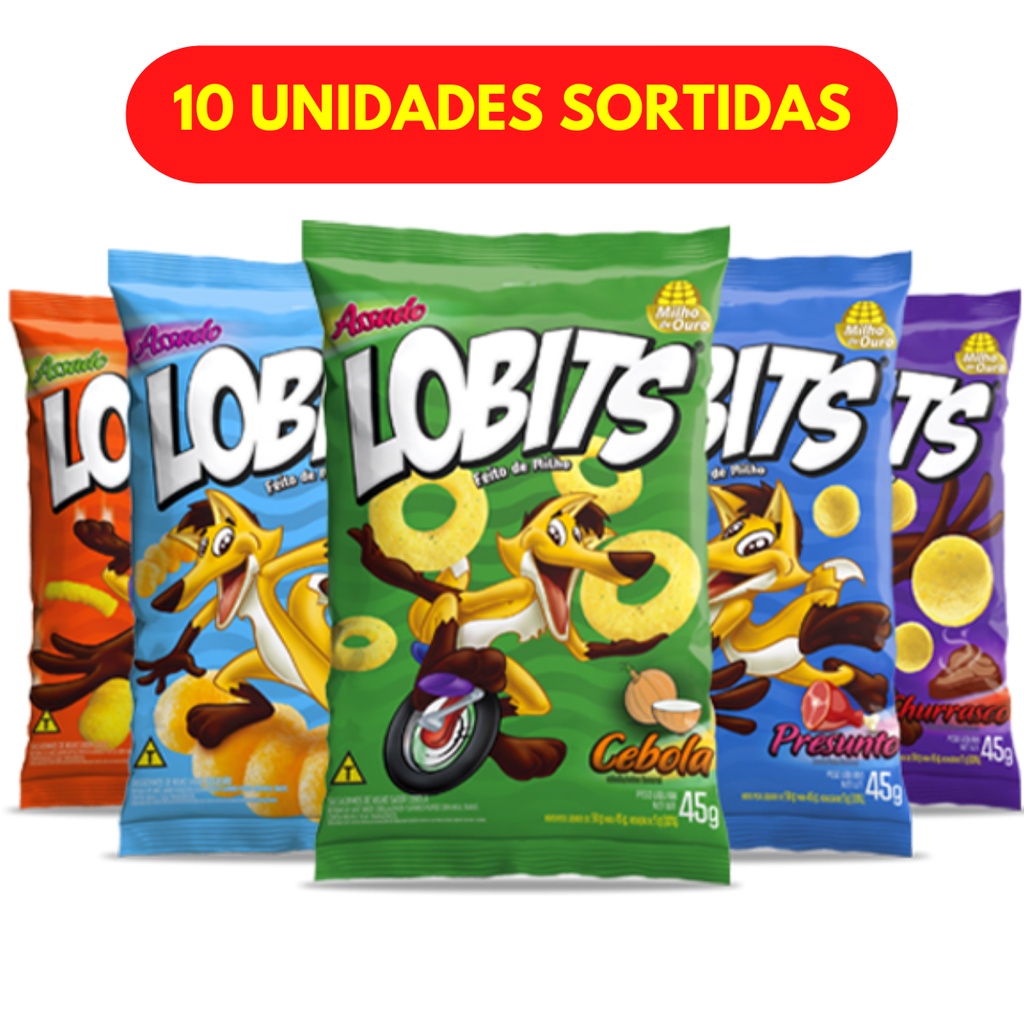 Kit 10 Pacotes Salgadinho De Milho Lobits Com Cinco Sabores 45g ...