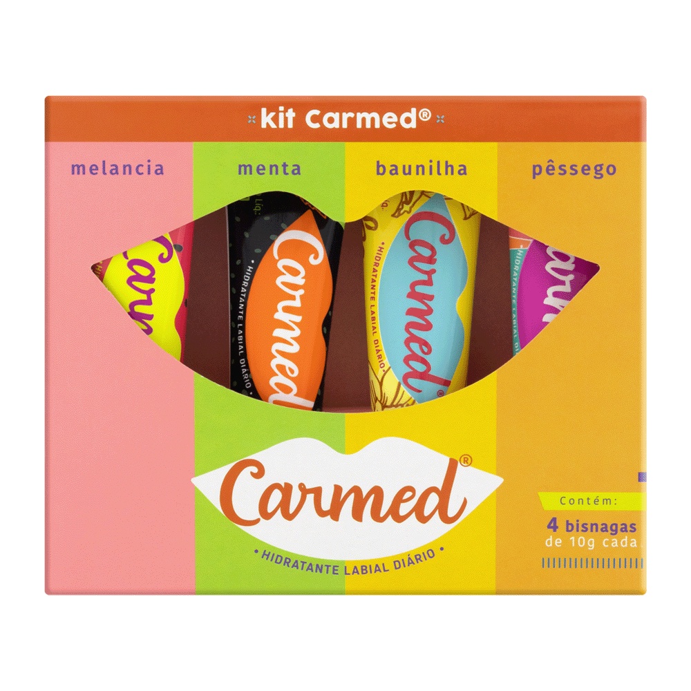 Hidratante Labial Carmed Sabores Sortidos 10g 4 Unidades | Shopee Brasil