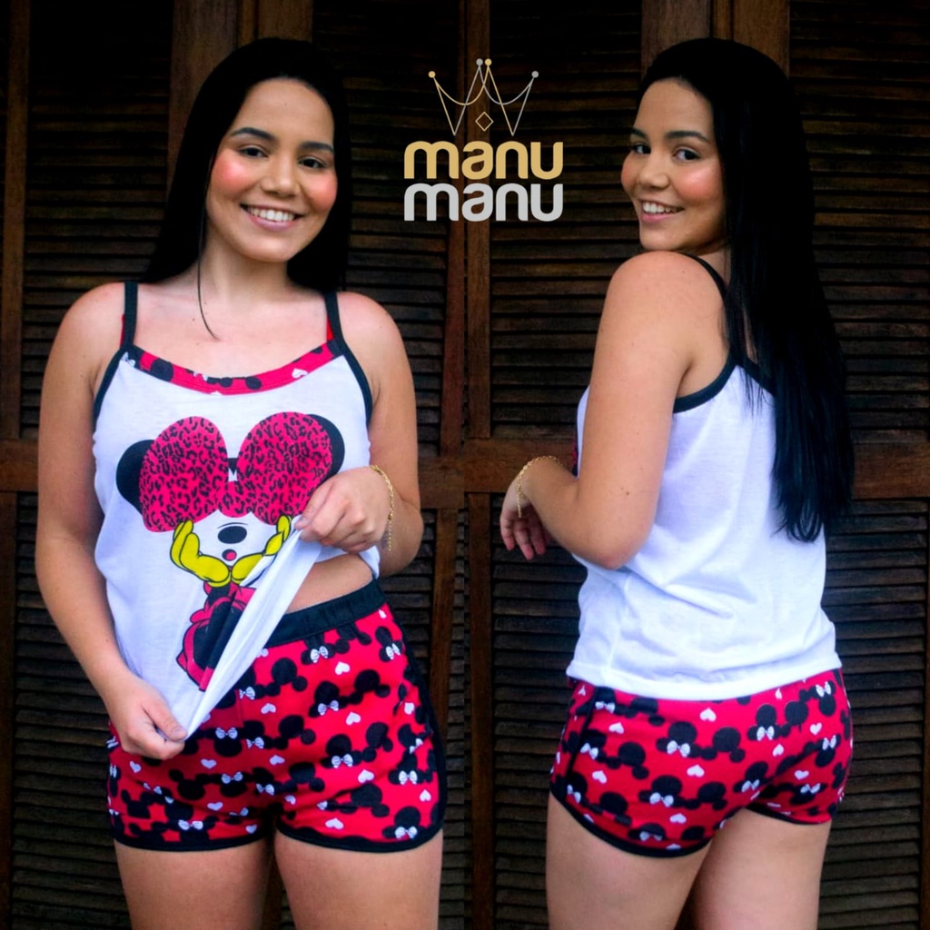 Baby Doll Feminino Pijama Curto Aduto Estampado Short Doll Verão ...