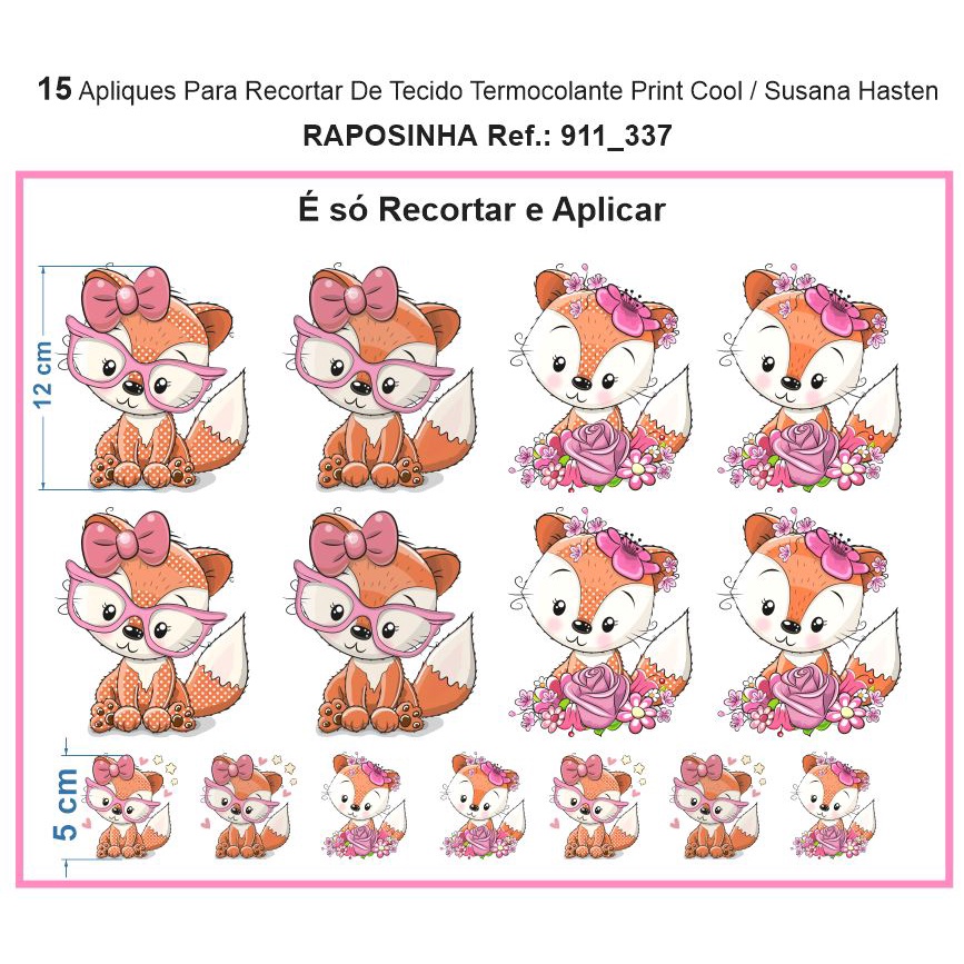 Apliques Termocolante Raposinha Patche De Tecido Para Roupas, Fraldas ...
