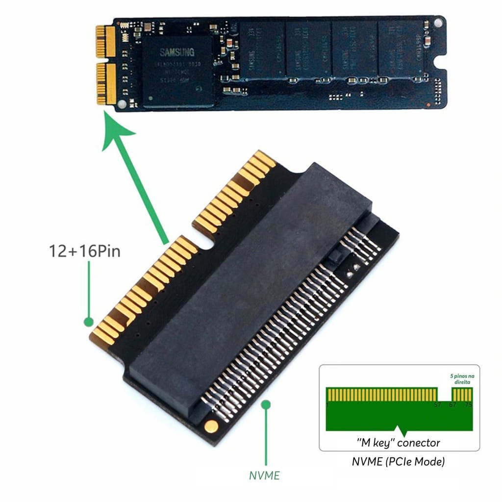 Adaptador upgrade SSD M2 M.2 NVME para Macbook 2013 a 2017 Air Pro ...