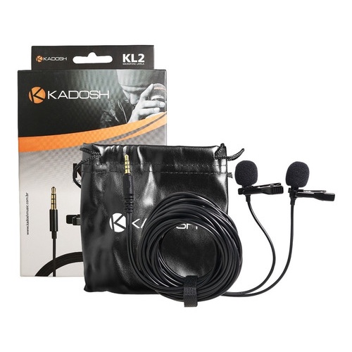 Microfone Lapela Duplo Profissional Com Fio 4,10 Metros Para Celular ...