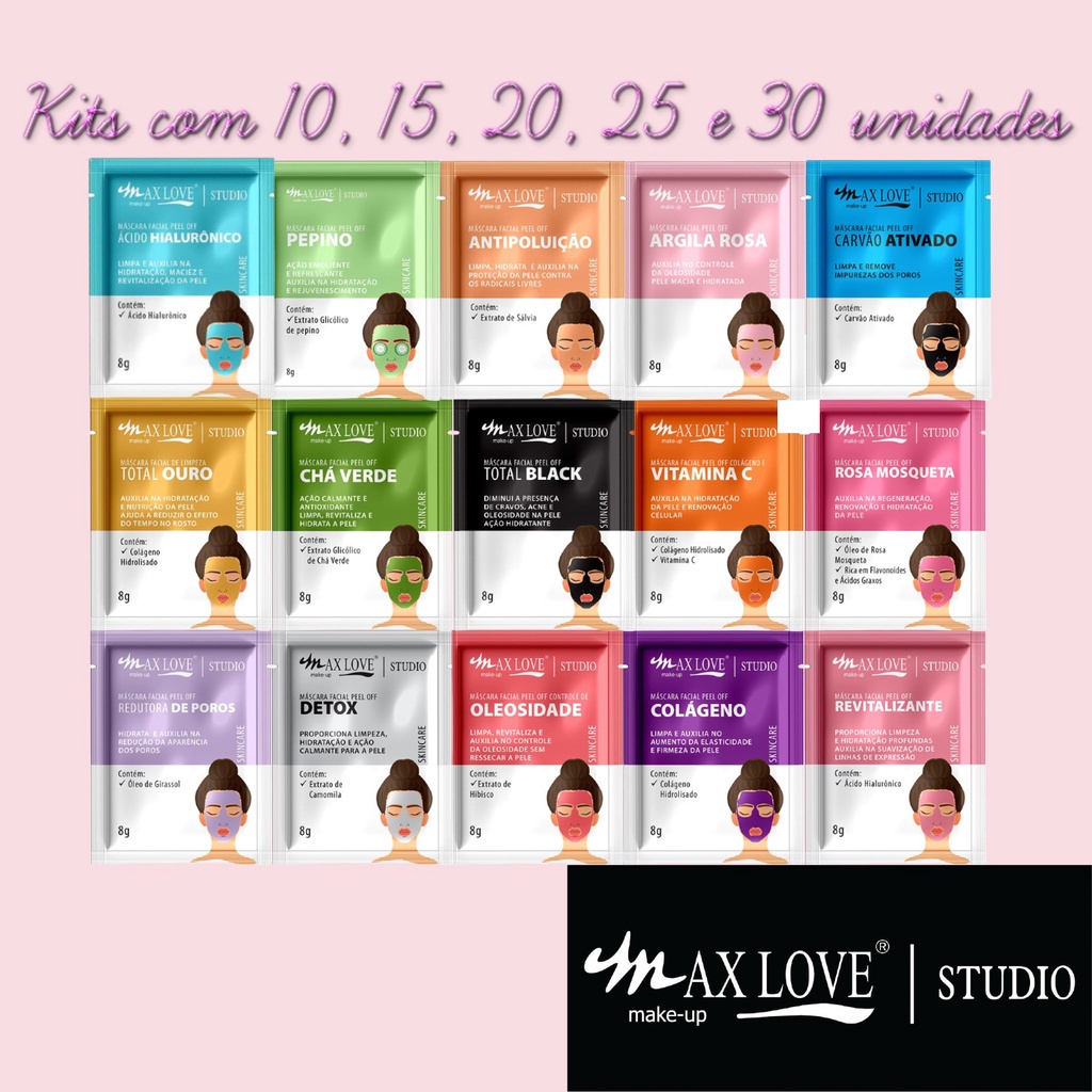 Kits Máscara Facial Max Love Sache 8g para Skin Care e Limpeza de Pele ...