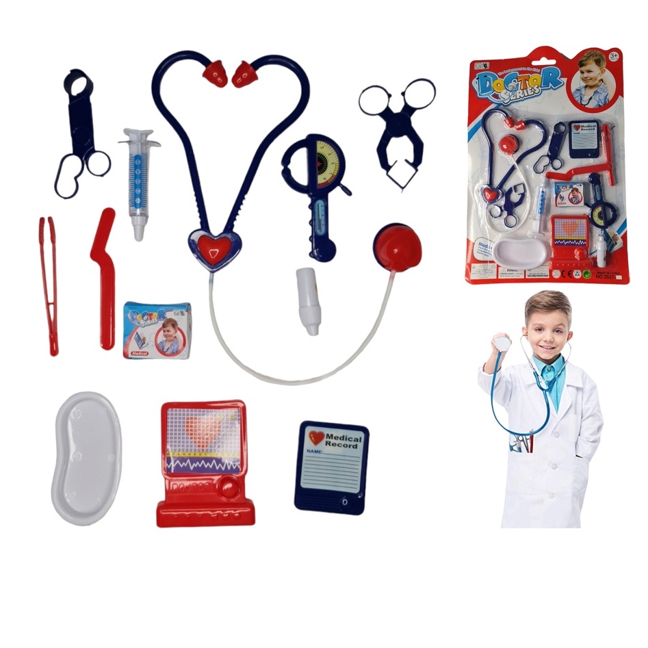 Kit Médico Médica Infantil Consultório Estetoscópio Hospital Soro ...
