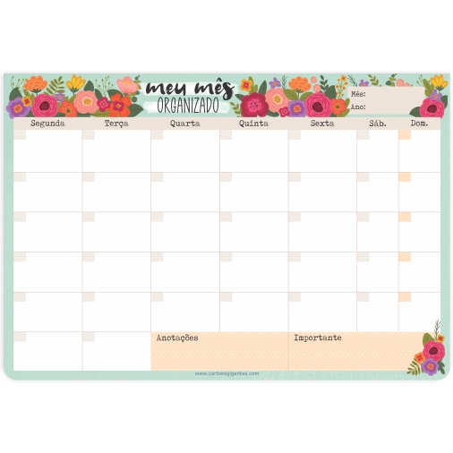 Planner de Mesa Mensal 22x32cm 24 Fls 90gr Cartões Gigantes | Shopee Brasil