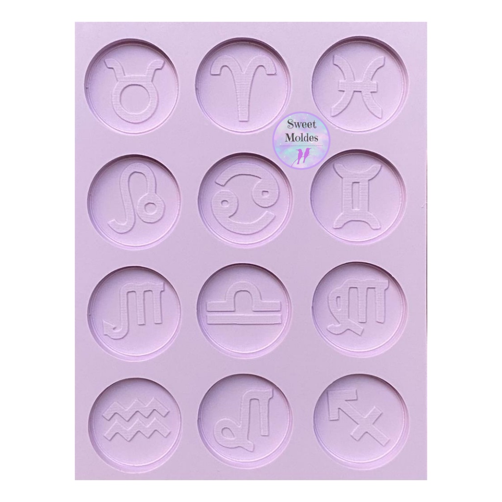 Molde de silicone 12 signos zodíaco círculo 3 cm | Shopee Brasil