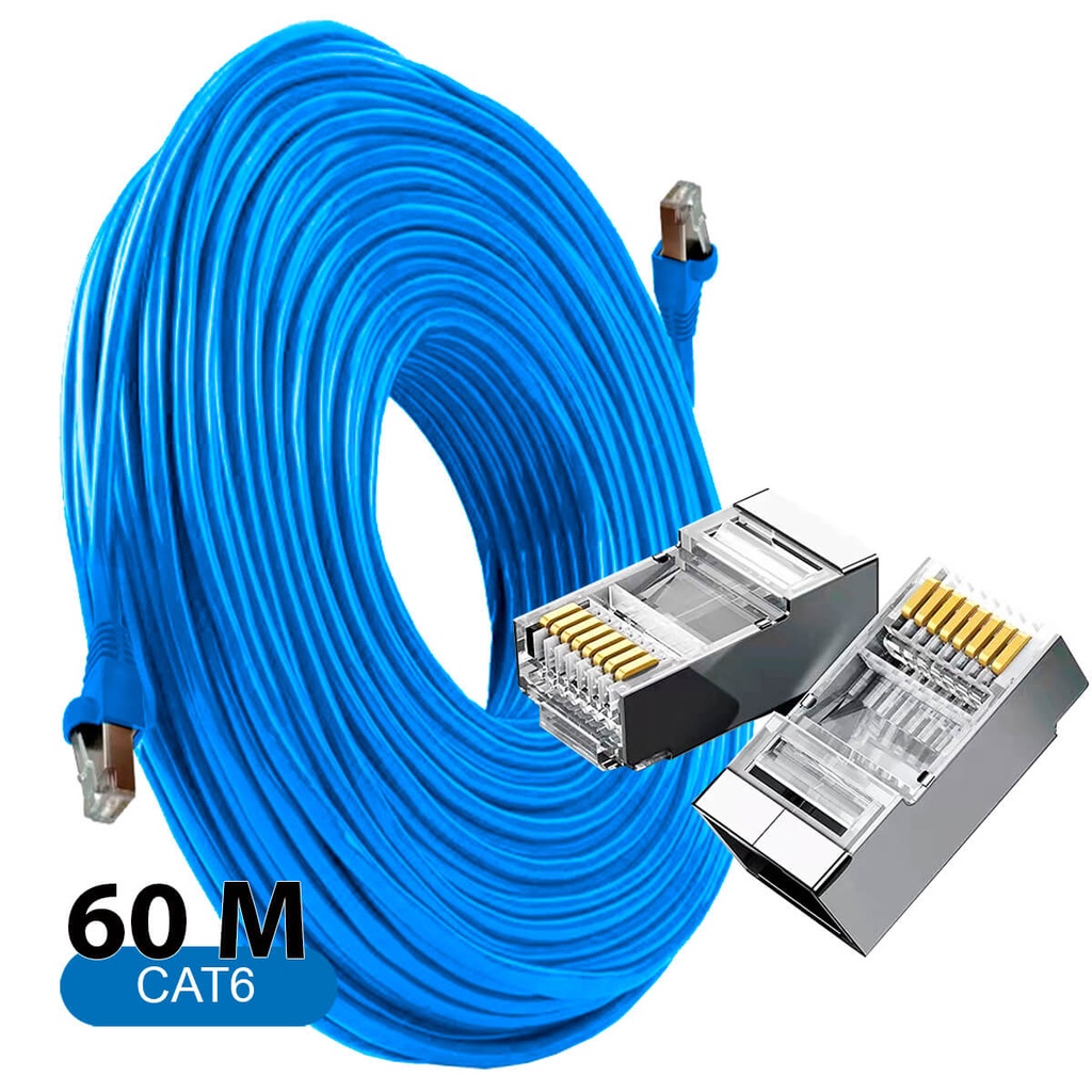 Cabo De Rede Cat6 60m Utp Internet Rj45-Blindado 60 Metros | Shopee Brasil
