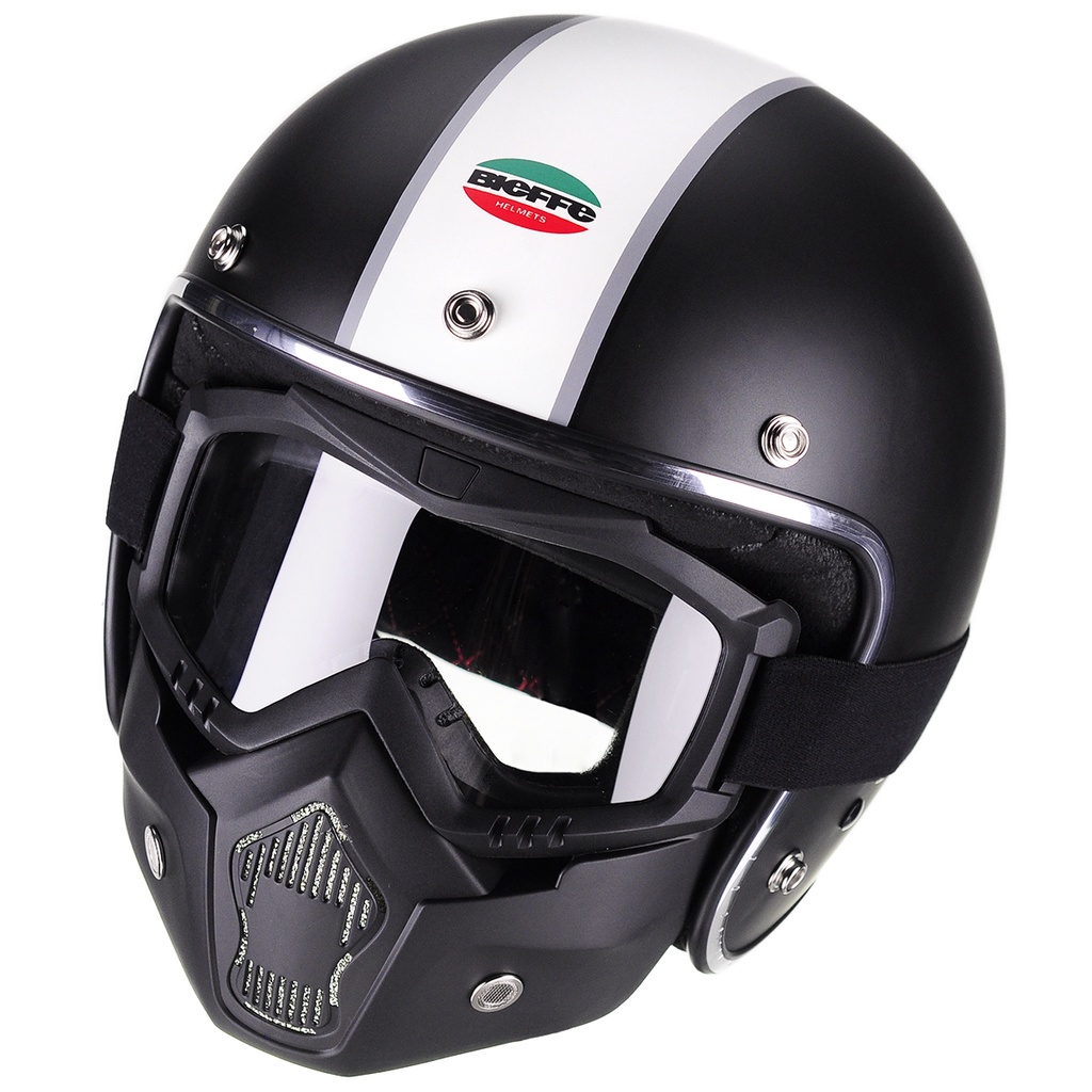 Capacete Custom Aberto Bieffe B45 Retro Old School Cafe Racer Preto ...
