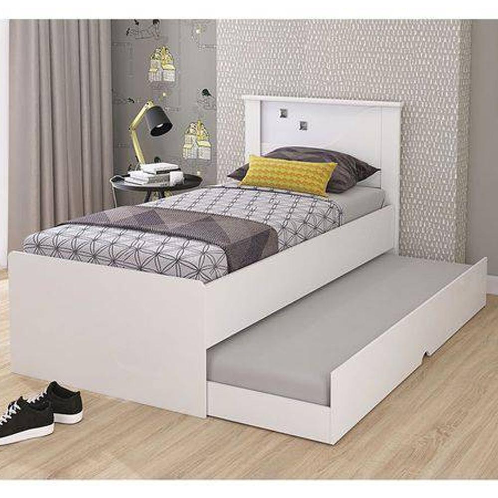 Cama Bibox Solteiro 100% MDF Bianca Cimol Branco | Shopee Brasil