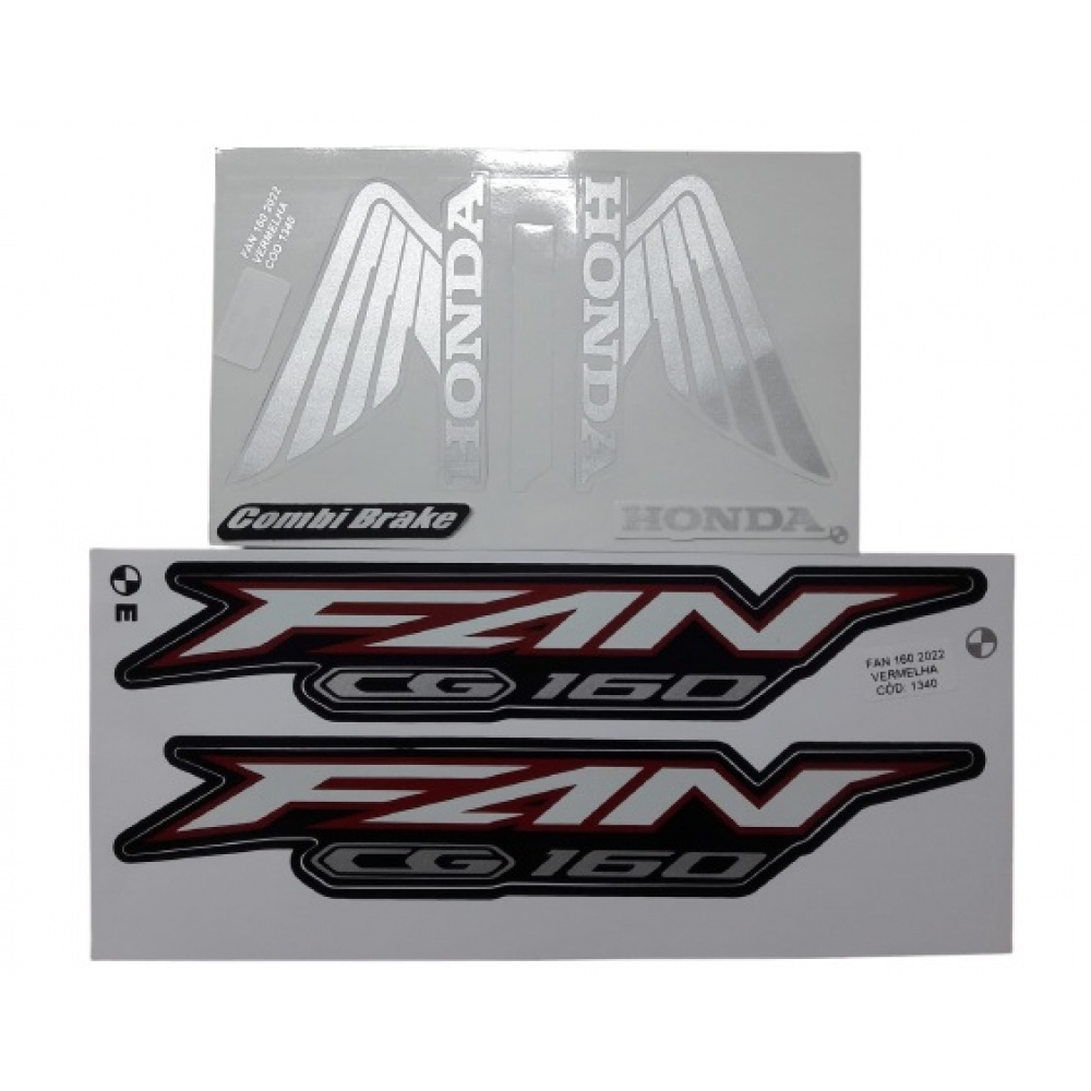 Kit Adesivos Faixas Moto Honda CG Fan 160 2022 Vermelha Jogo Adesivo | Shopee Brasil
