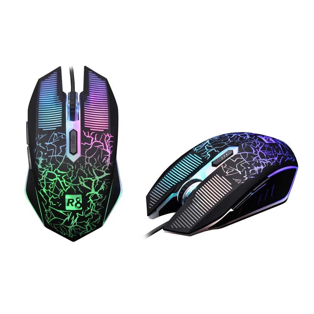 Mouse R8 Gamer Rgb Preto Modelo 1614 Com 6 Botões 1600 Dpi | Shopee Brasil