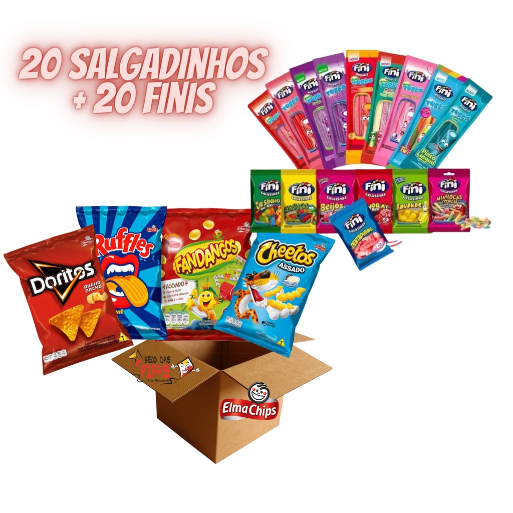 Kit Guloseimas 20 Salgadinhos Elma Chips + 20 Finis | Shopee Brasil