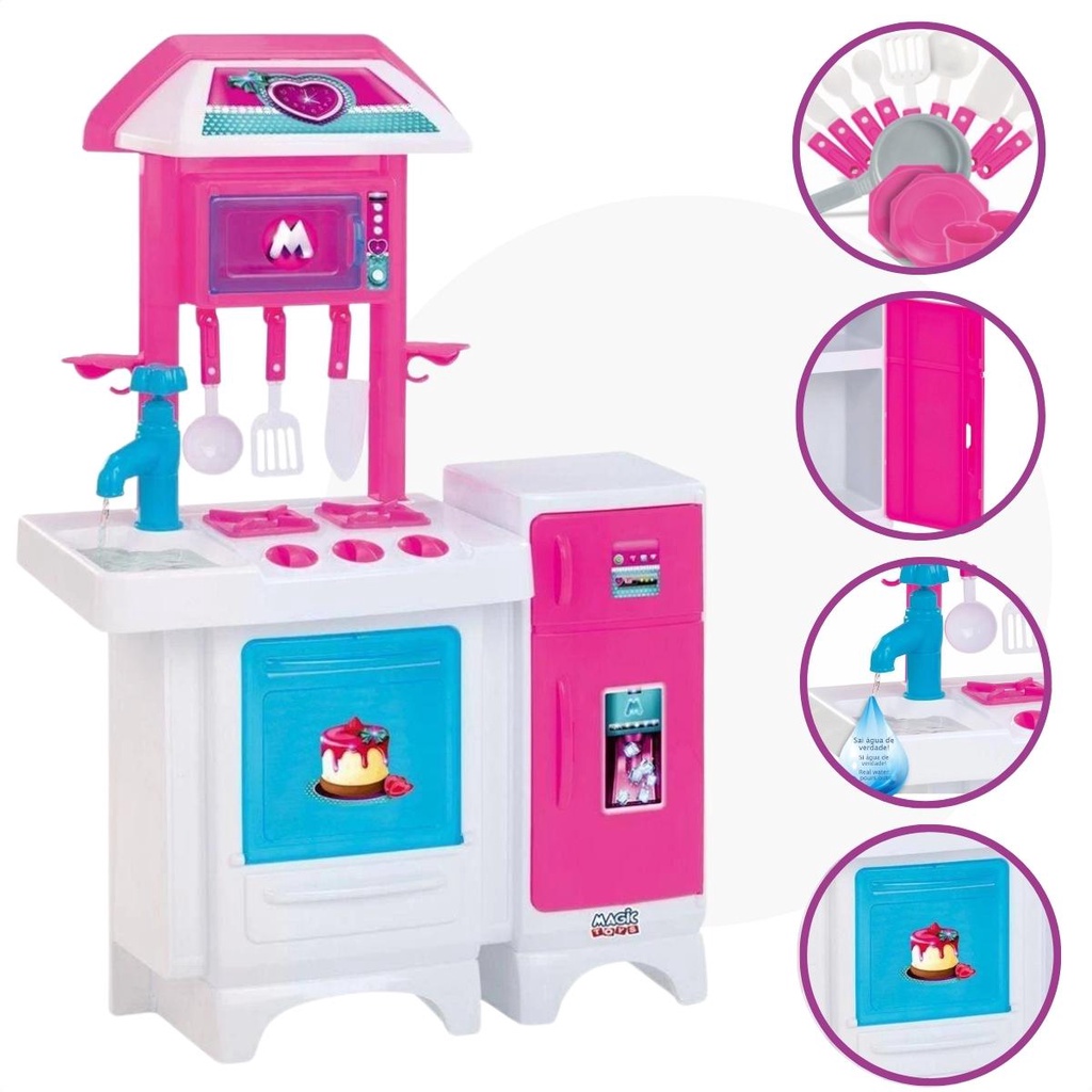 Brinquedo Cozinha Infantil Completa Com Geladeira E Forninho Magic Toys | Shopee Brasil