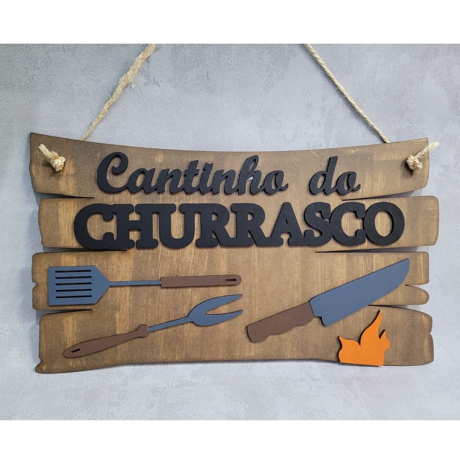 Placa Decorativa: Cantinho do CHURRASCO em MDF 3mm - Pintado ...