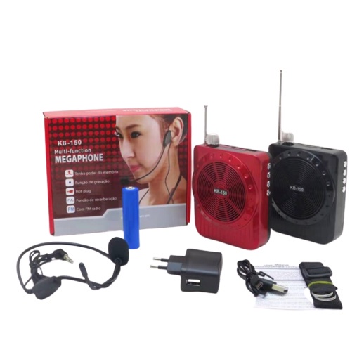 Kit Professor Megaphone C/ Microfone amplificador KB-150 | Shopee Brasil