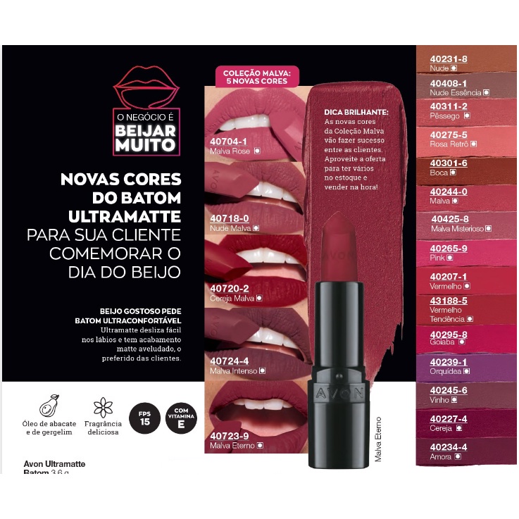 Batom Ultramatte Avon escolha a cor 3,6g | Shopee Brasil