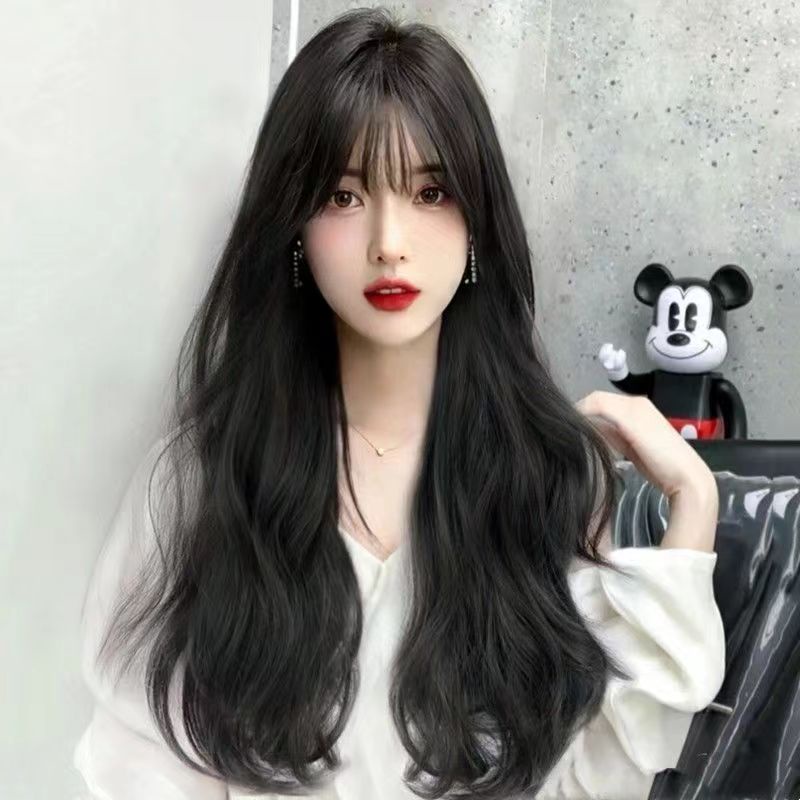 Perucas Femininas Cabelos Longos Encaracolado Franjas De Ar Repelentes ...