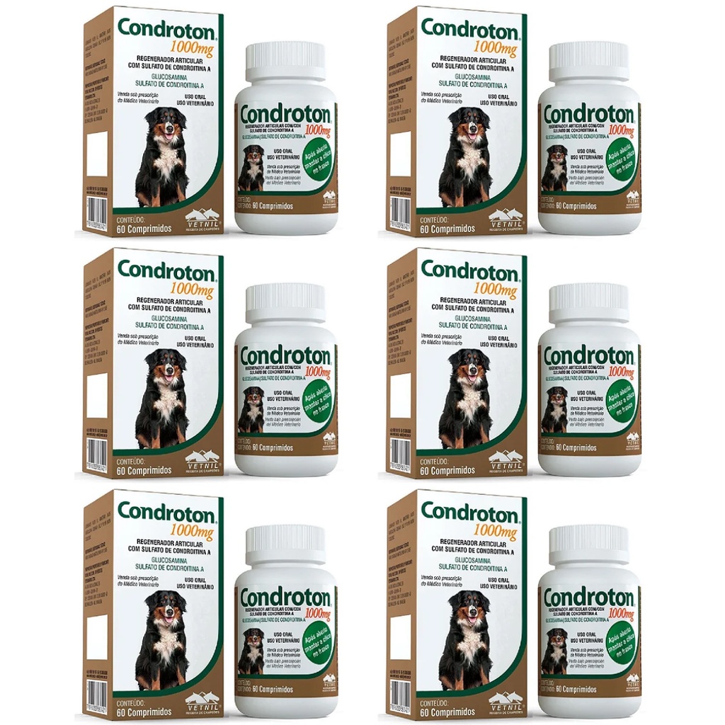 6 Condroton Regenerador Articular Vetnil Comprimidos 1000mg | Shopee Brasil