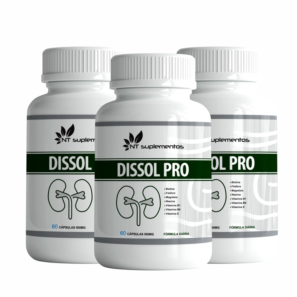 03 Potes Dissol Pro 500mg 180 Cápsulas Protege - Elimina - Controla ...