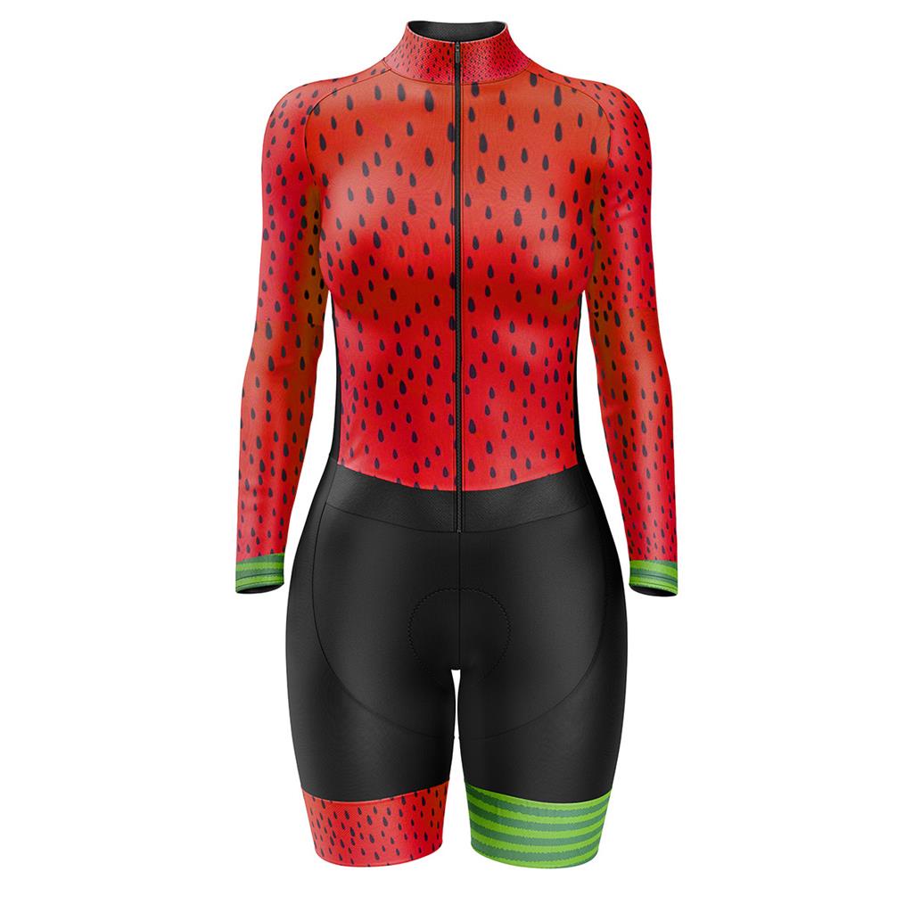 Macaquinho de Ciclismo Manga Longa Melancia Pro Tour Forro em Gel | Shopee Brasil