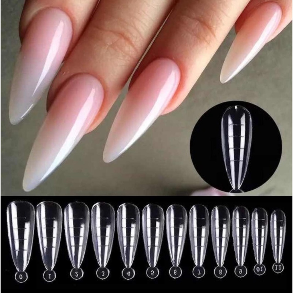 Unha Postiça stiletto 100 unid transparente/natural manicure | Shopee ...