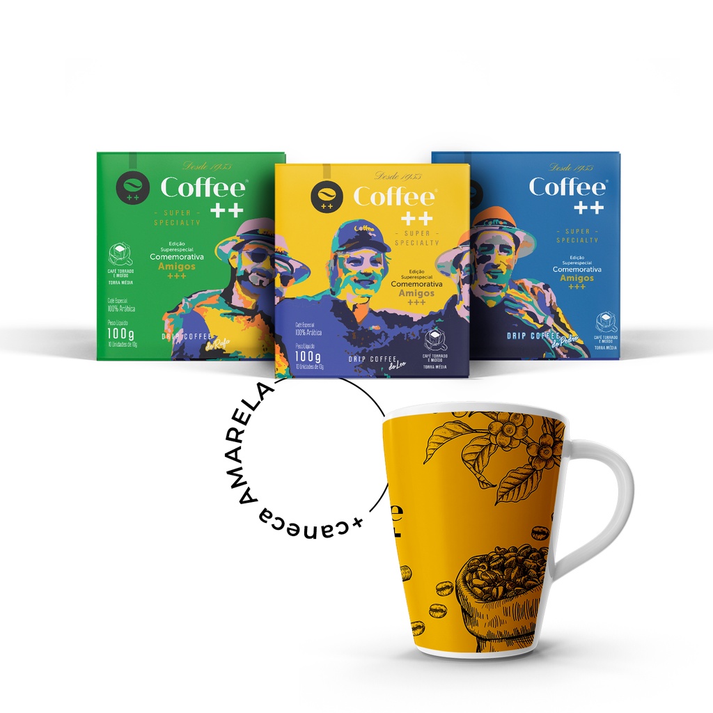 Coffee Mais │Kit 3 Caixas Drip Coffee Especial Amigos + 1 Caneca ...