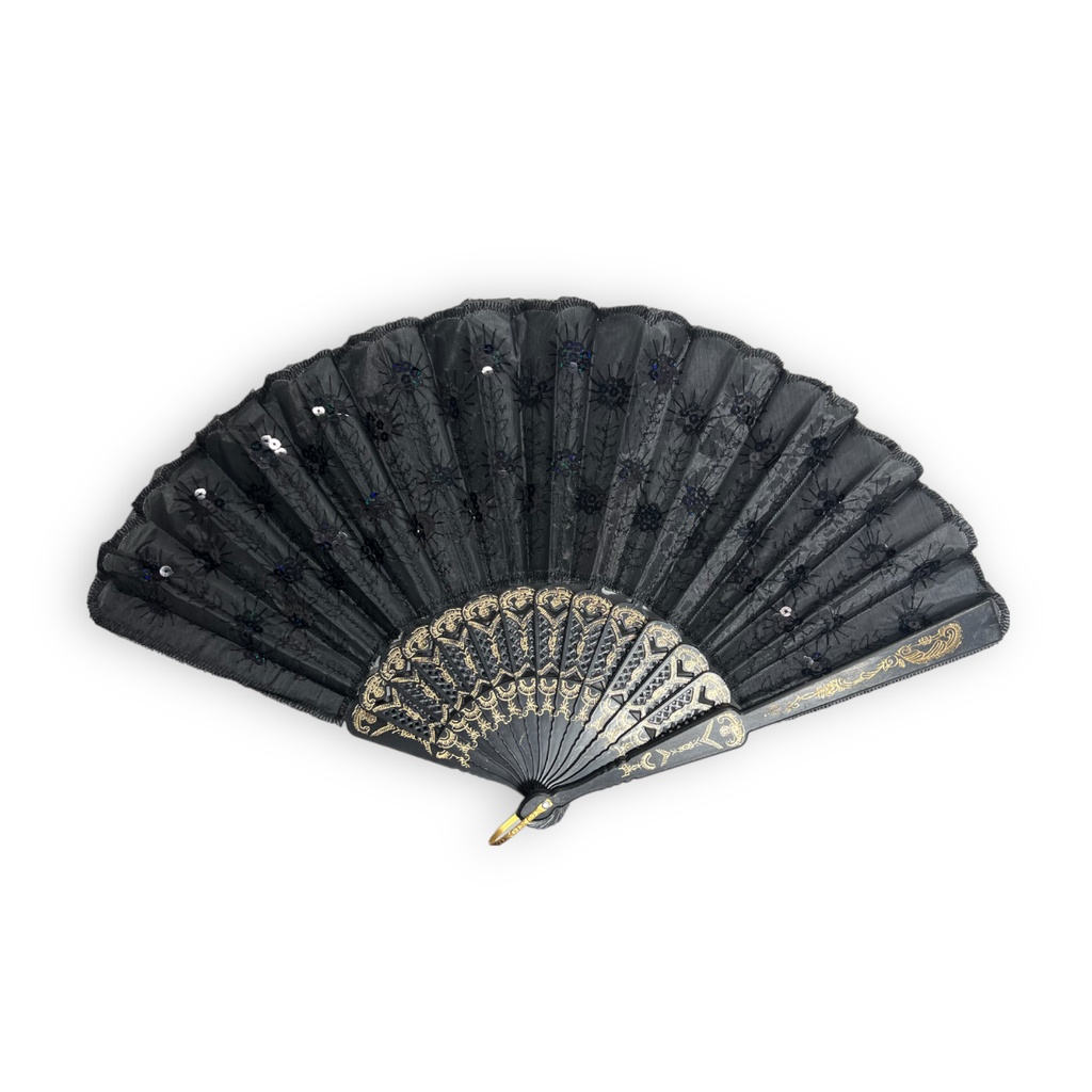 Leque Pomba Gira Cigana Preto Paetê Umbanda E Candomblé Luxo | Shopee ...