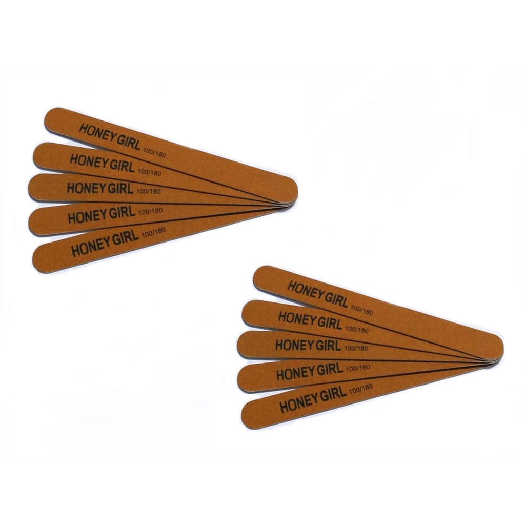 10 Lixas Reta Fina Honey Girl Marrom Para Unha Gel 100/180 | Shopee Brasil
