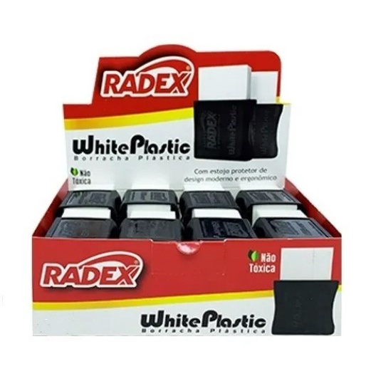 Caixa com 24 Borrachas Plástica Asuper Radex White Plastic | Shopee Brasil