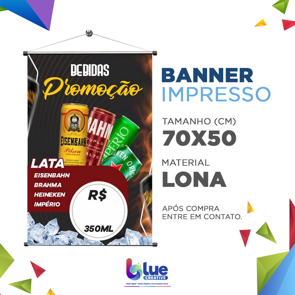 Banner Faixa Lona 70 X 50 Cm Com Acabamento Bastão Madeira E Corda ...