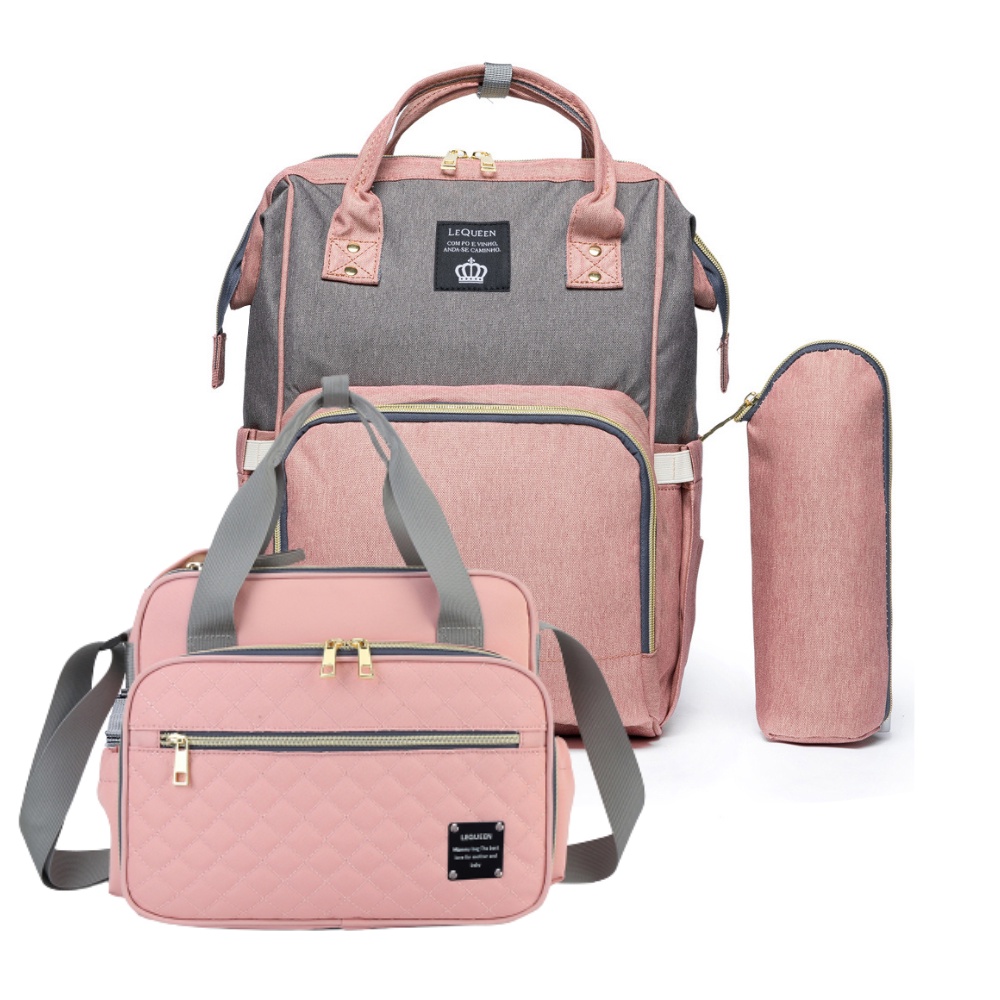 Kit Bolsa Maternidade Transversal Mochila Bebê Lequeen Compartimentos ...