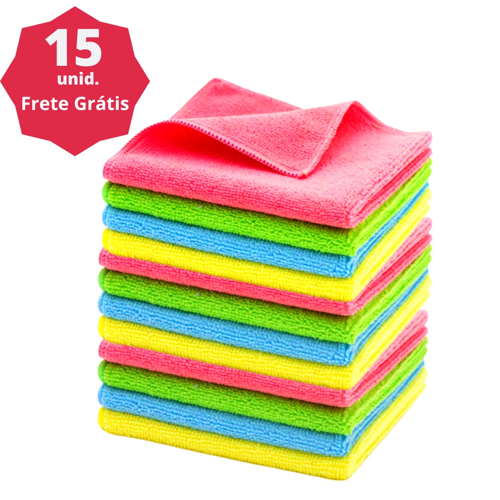 Pano Microfibra Atoalhado de Limpeza 30x30cm Super Absorvente Multiuso ...