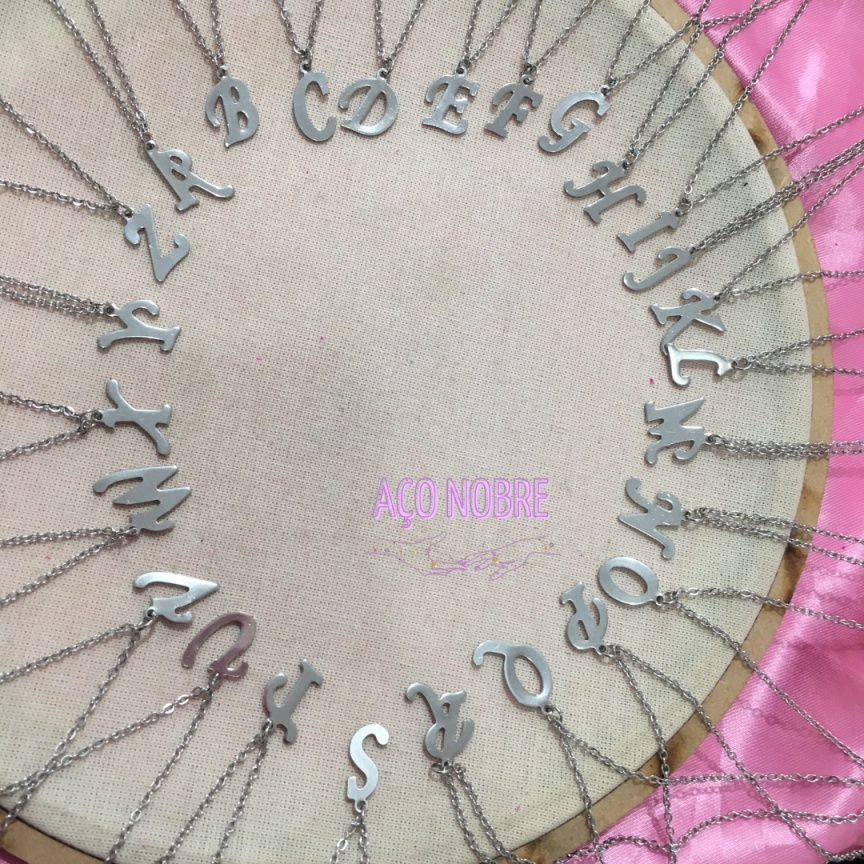 Colar de Inicial Todas as Letras Aço Inoxidável Não Escurece Colares ...