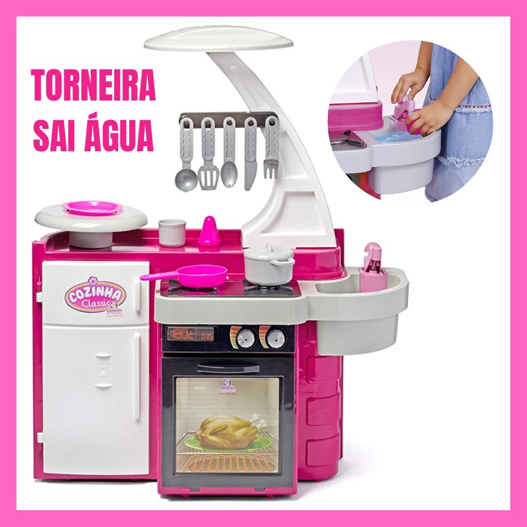 Cozinha Infantil Menina Completa Pia Fogão Forno Sai Água | Shopee Brasil