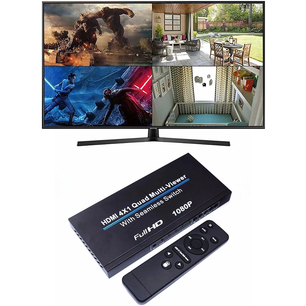 4x1 HDMI Multi-Visualizador 1080P 4 Portas 4x1 Quad Multiviewer Screen ...