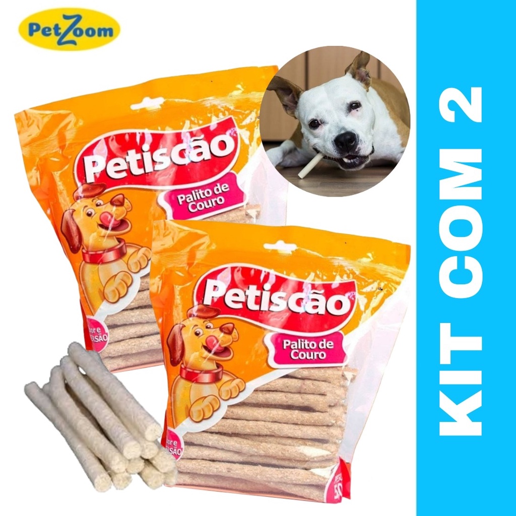 2 Pacote Petiscos Osso Palito de Couro Para Cachorro Pet Sabor Natural ...