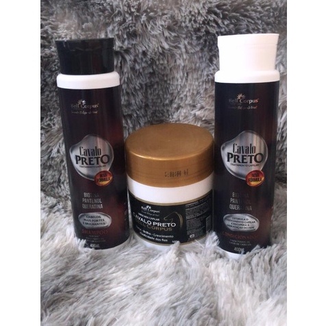 Kit 1 Shampoo + 1 Condicionador + 1 mascara Cavalo Preto Bell Corpus ...