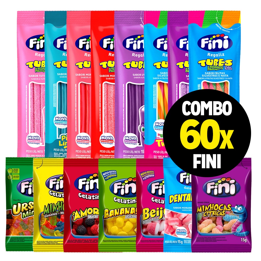 Bala Fini Mini 60 Unidades Guloseimas Sortidas Goma Doce | Shopee Brasil