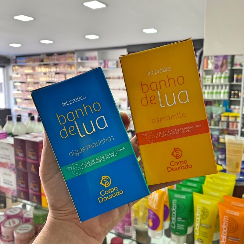 Kit Prático Banho de Lua Camomila ou Algas 6 itens Corpo Dourado | Shopee Brasil