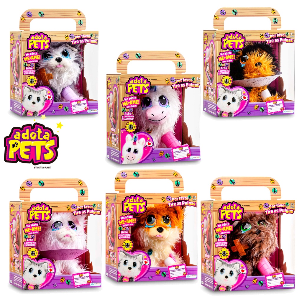 Coleção Pelúcia Adota Pets Dreamy, Ozzy, Cookie, Lulu, Scott, Snow ...
