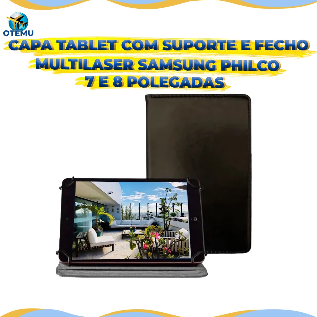 Capa Pasta para Tablet de 7 a 8 polegadas Universal com Suporte e Fecho ...