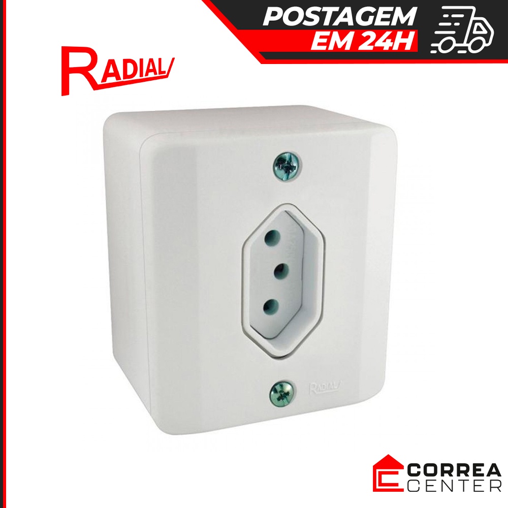 Tomada Simples Externa 10A Sistema X Radial Novo Padrão Brasileiro ...