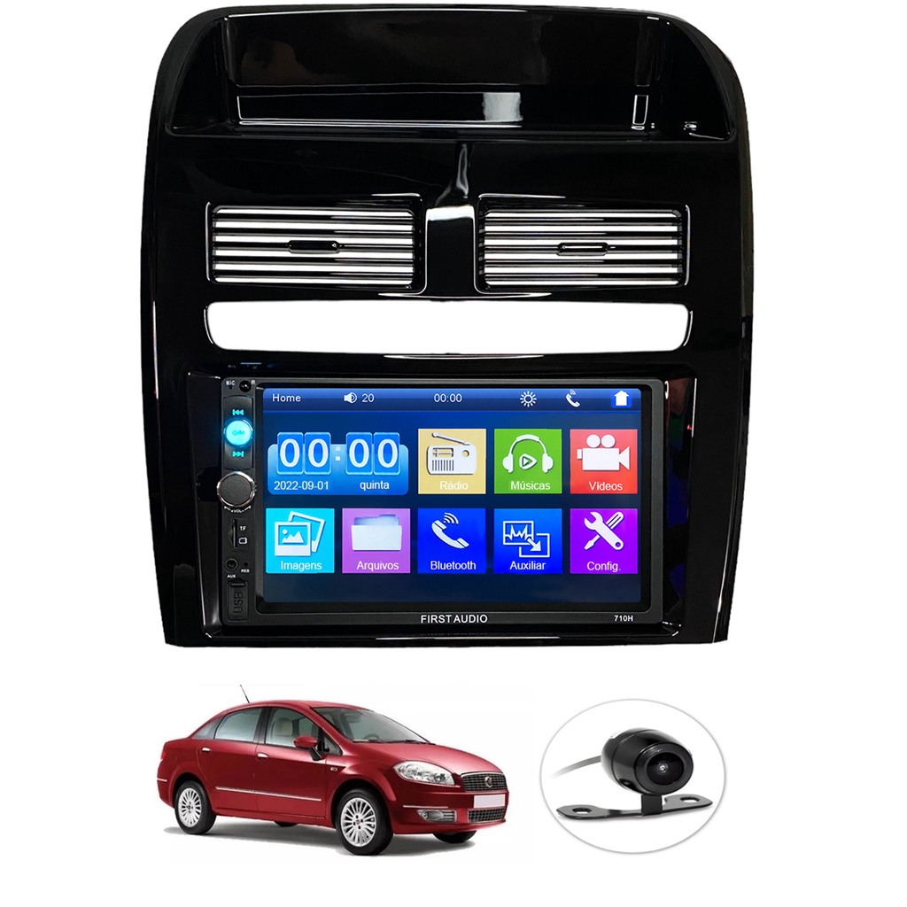 Kit Central Multimidia DVD 2 Din Mp5 Fiat Linea 2008 a 2014 Black Piano | Shopee Brasil