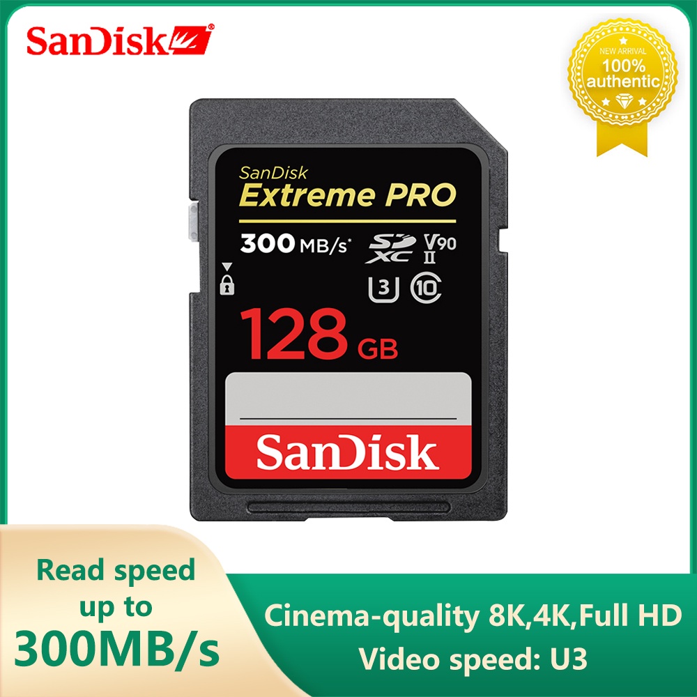 Cartão De Memória SanDisk Extreme PRO SDHC SDXC UHS-II Cartões 300MB/s 128GB 64GB 32G U3 4K Full ...