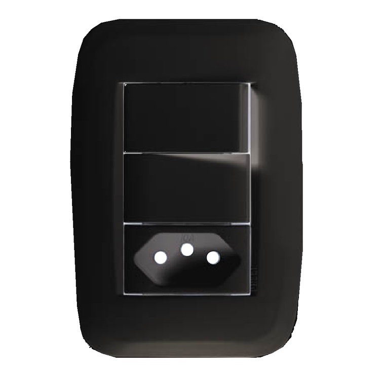 CONJUNTO 1 INTERRUPTOR SIMPLES + 1 TOMADA 2P+T 10A PEZZI PRETO CLASSICA | Shopee Brasil