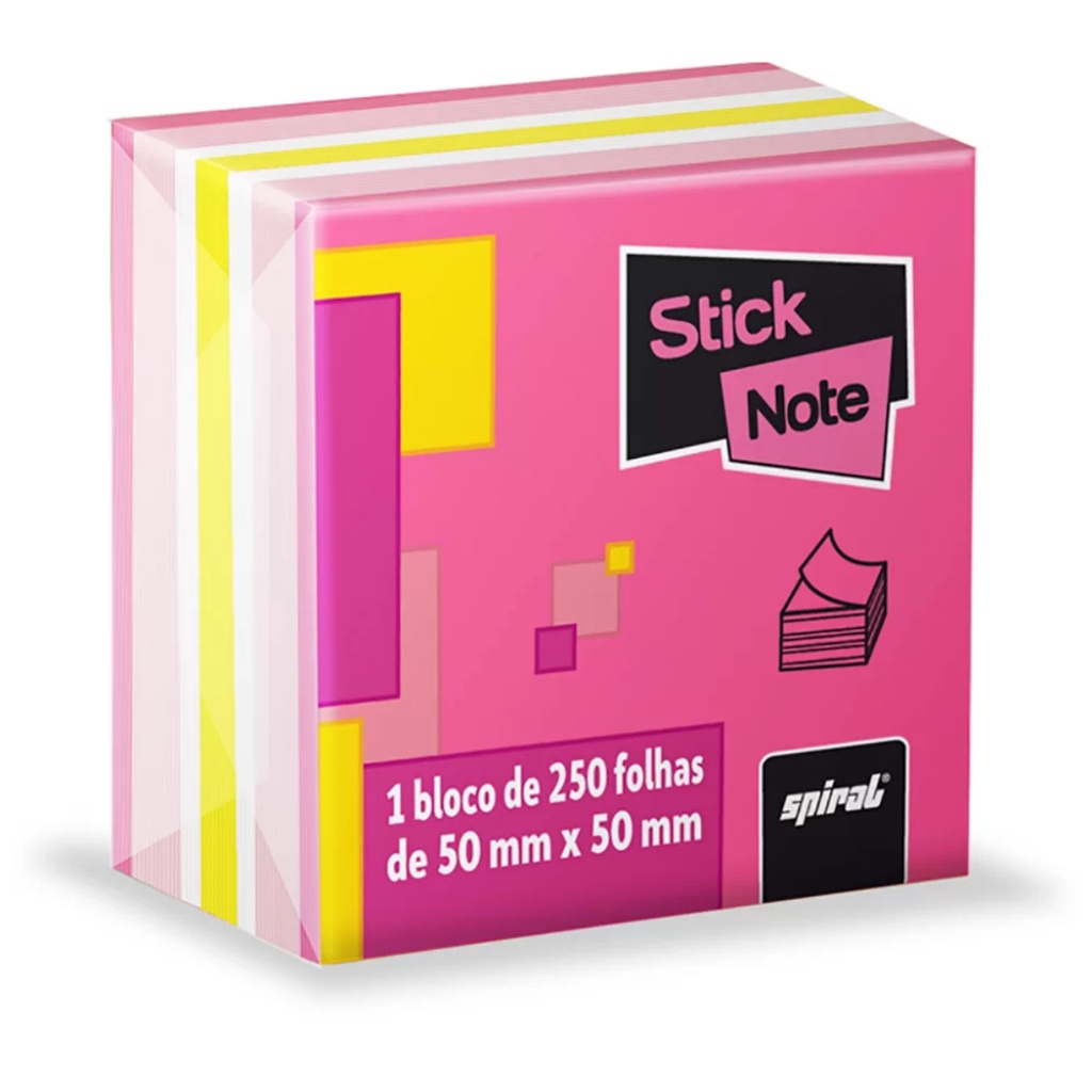 Bloco de Notas Adesivas Stick Note 50x50mm Neon c/250fls - Spiral ...