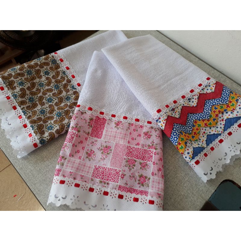 Pano de Prato Com Barrado Kit com 3. | Shopee Brasil