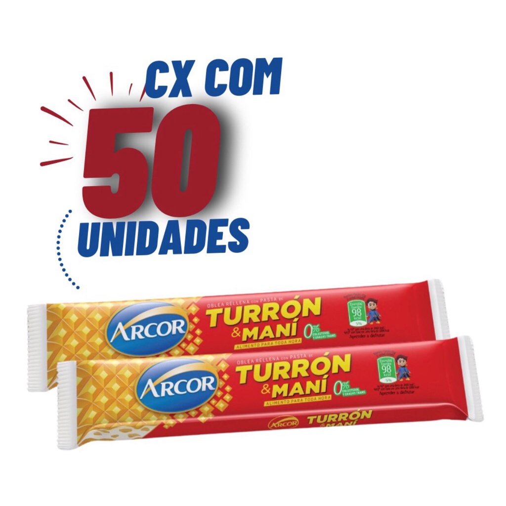 Torrone Turron Y Mani Arcor 25g - 01 Caixa C/ 50 Unidades | Shopee Brasil