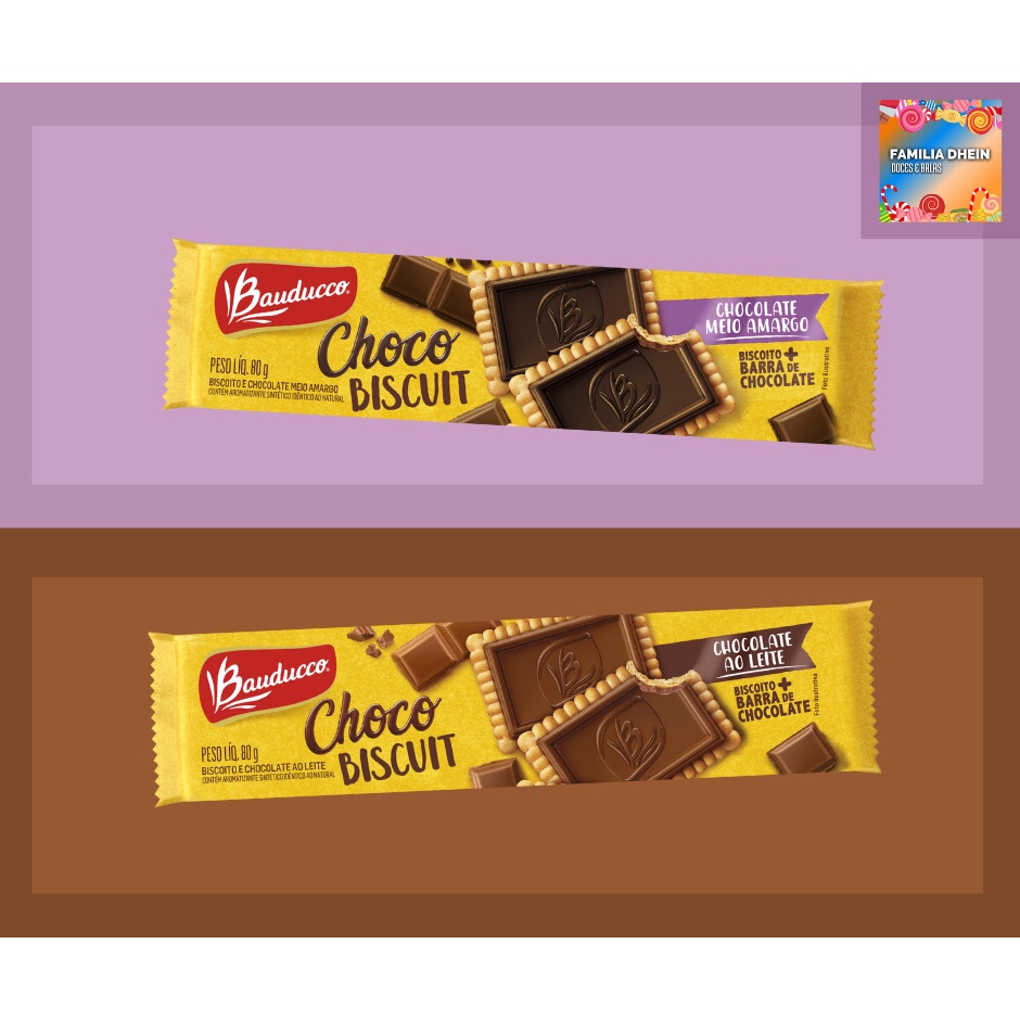 Biscoito Choco Biscuit Ao Leite/Meio Amargo 80g Bauducco | Shopee Brasil