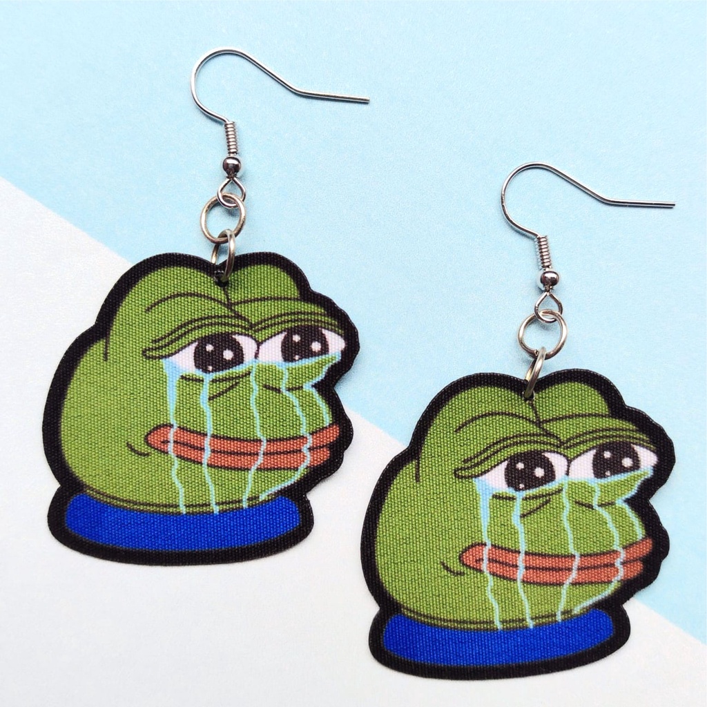 Brincos Sapo / Pepe The Frog / Meme / Triste / Chorando | Shopee Brasil